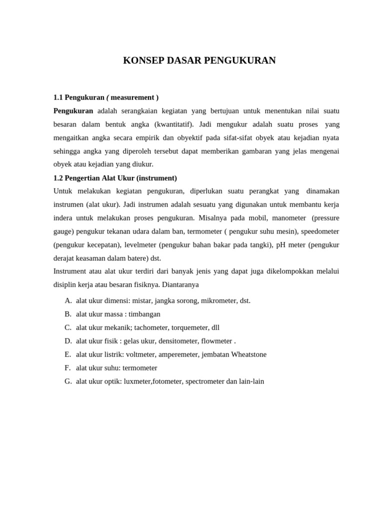 Konsep Dasar Pengukuran | PDF