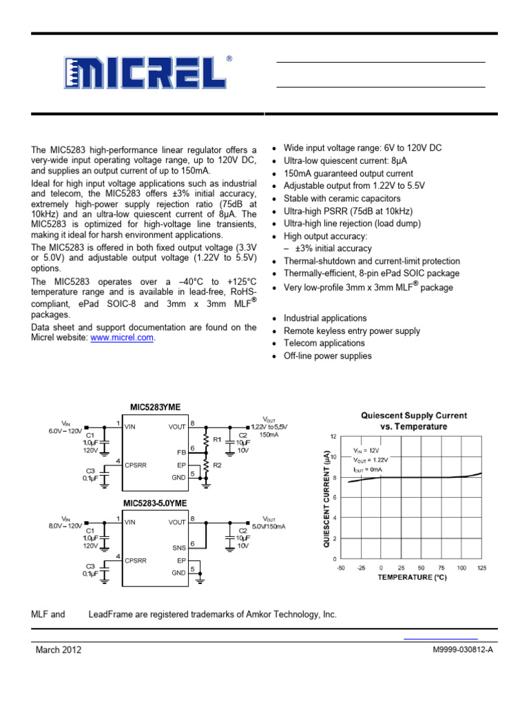 120VIN, 150ma, Ultra-Low IQ, High-PSRR Linear Regulator | PDF ...