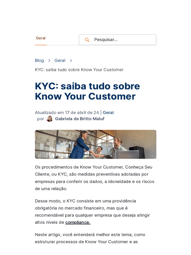 cOMPLIANCE - KYC - Saiba Tudo Sobre Know Your Customer | PDF | Lavagem de dinheiro ...