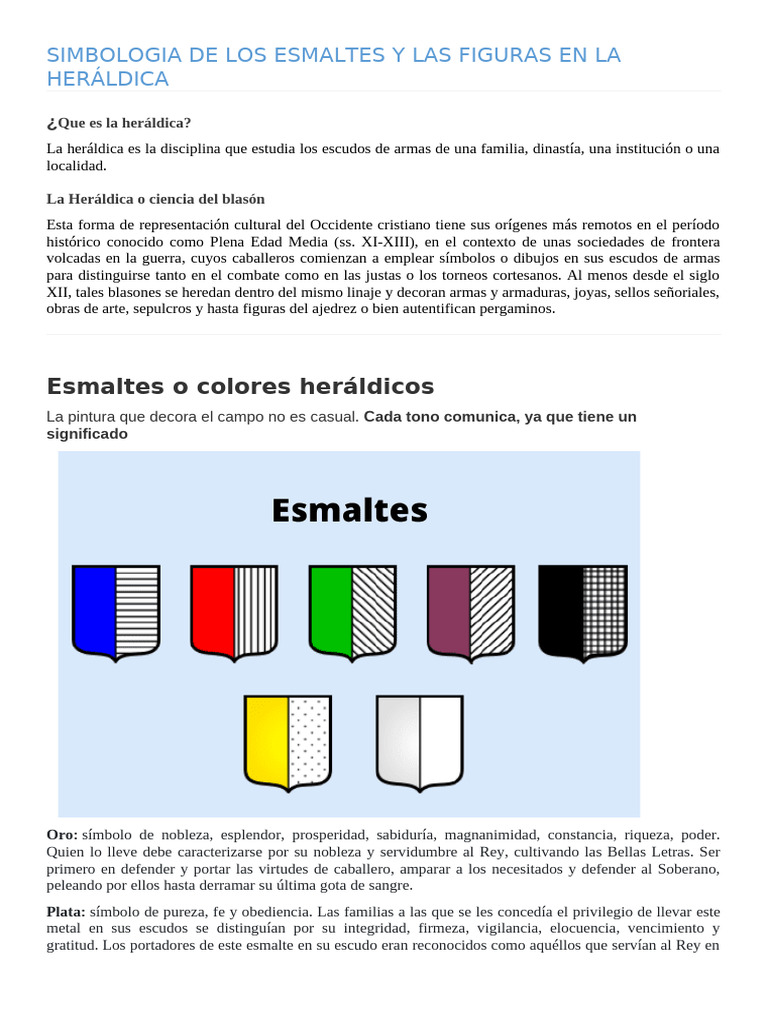 Simbología en la Heráldica y Esmaltes | PDF | Heráldica | Nobleza