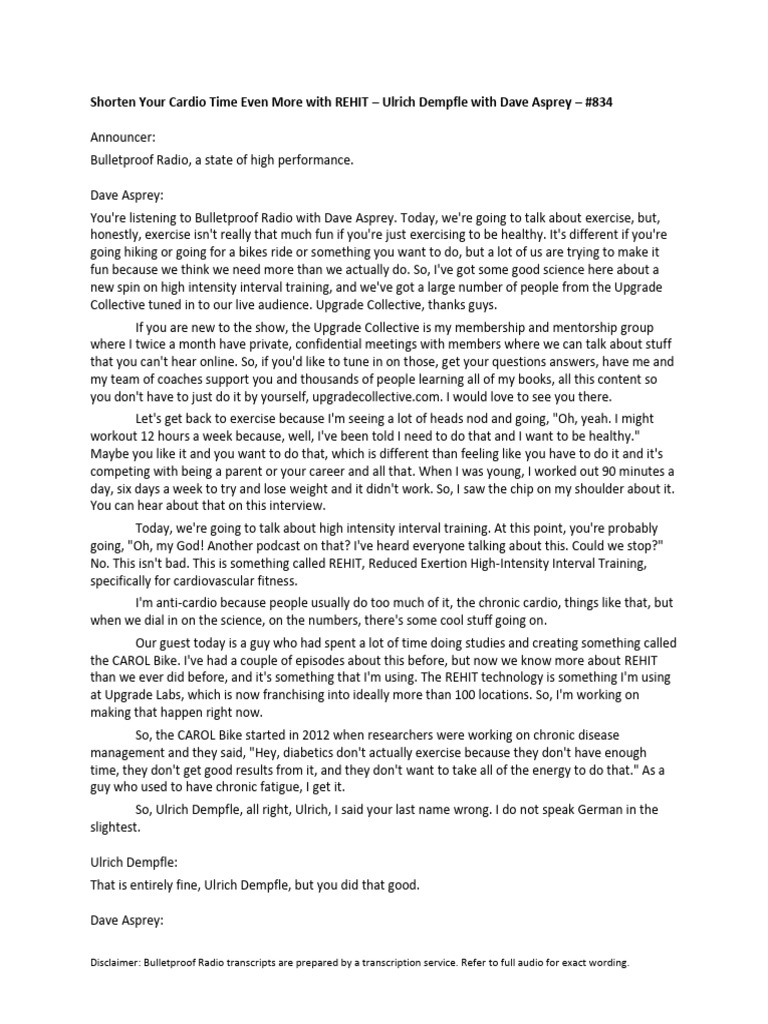 Shorten Your Cardio Time Even More With REHIT - Ulrich Dempfle With ...