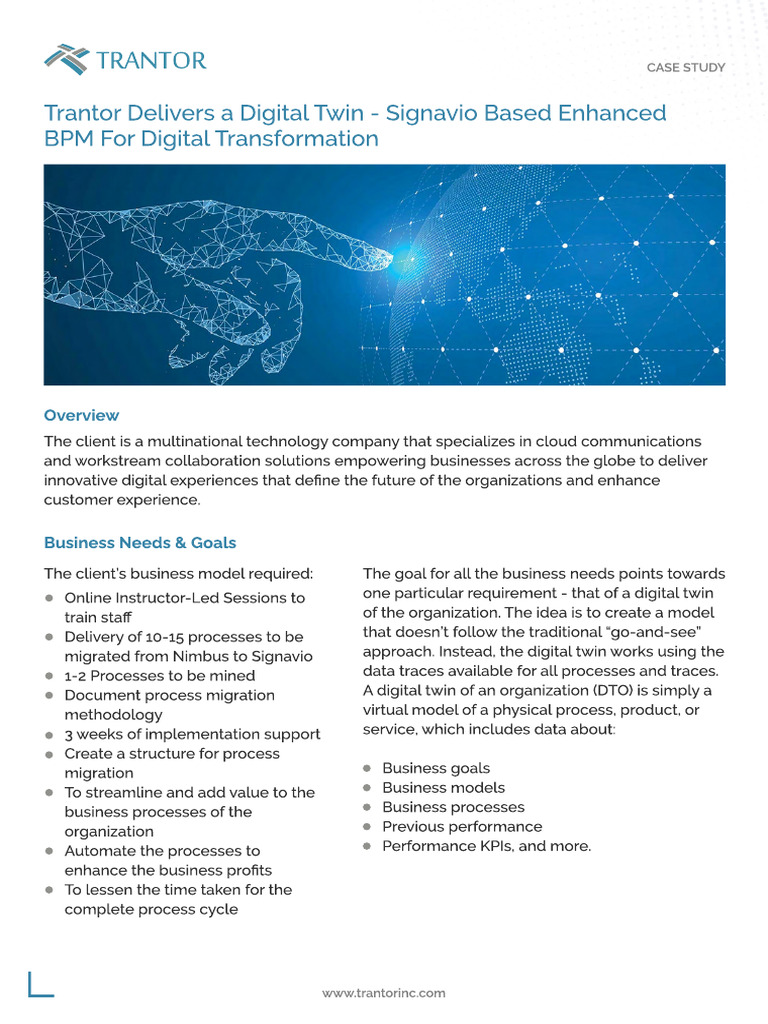 Trantor Delivers A Digital Twin Signavio Based Enhanced | PDF | Enterprise Architecture ...