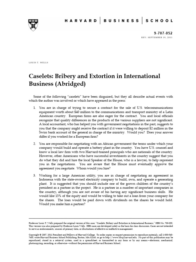 Simulation 1 - Part B - Bribery and Extortion - Case | PDF | Business Law