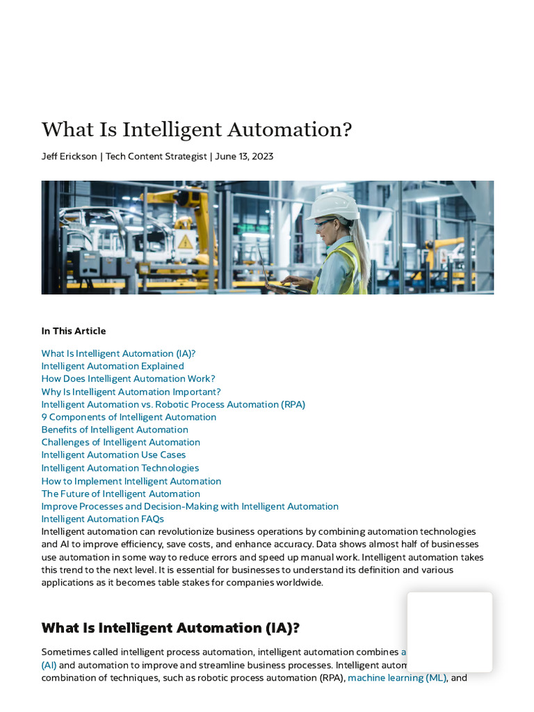 What Is Intelligent Automation - Oracle Norge BEST | PDF | Artificial Intelligence ...