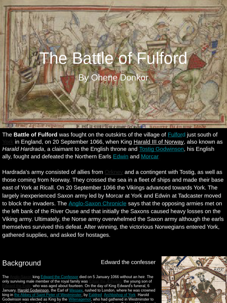 The Battle of Fulford | PDF | Military Operations | Anglo Saxon England