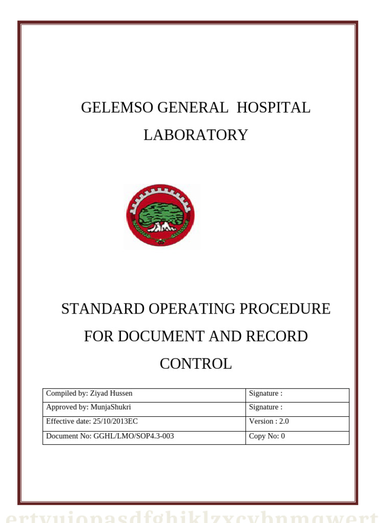 Sop4.3-003 Procedure For Document and Record Control | PDF | Medical Record