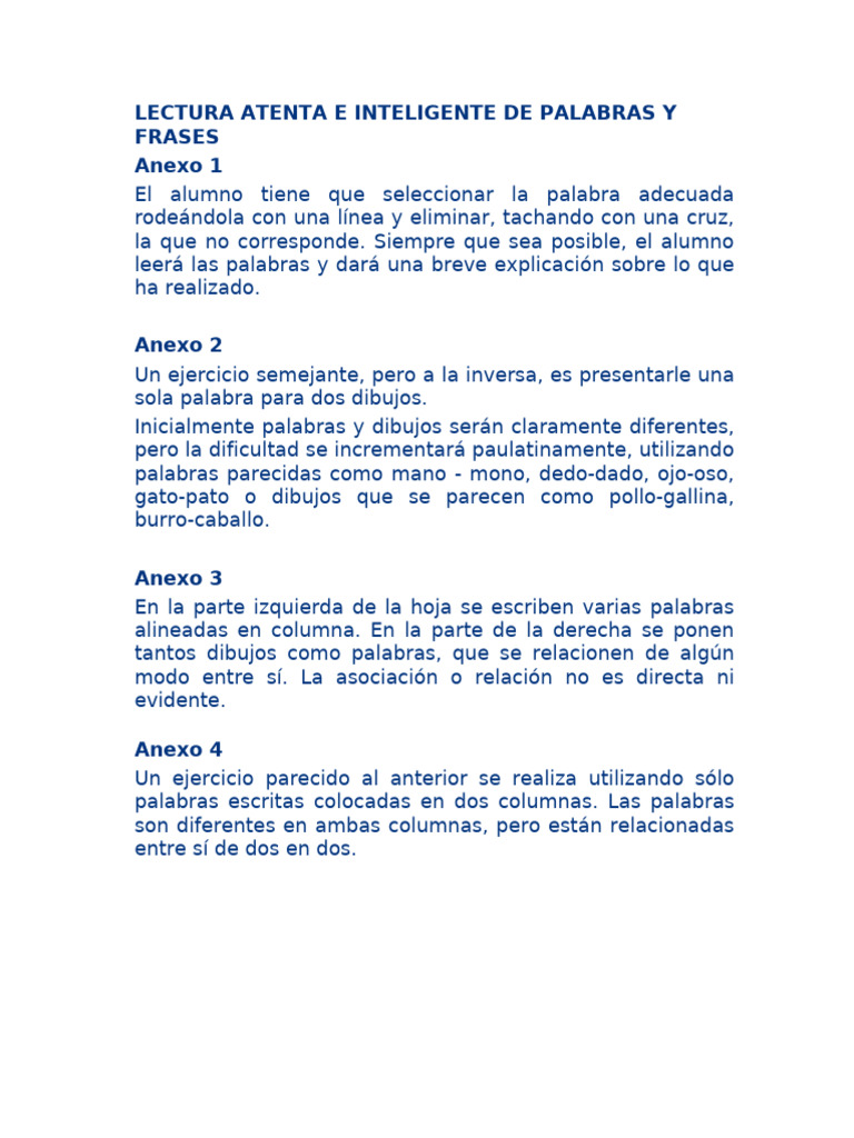 Lectura Atenta e Inteligente Oraciones | PDF