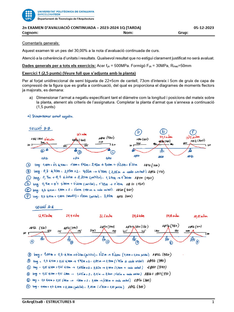 2023-2024 - 1Q 2Ex-Tarde Enunc y Soluc | PDF