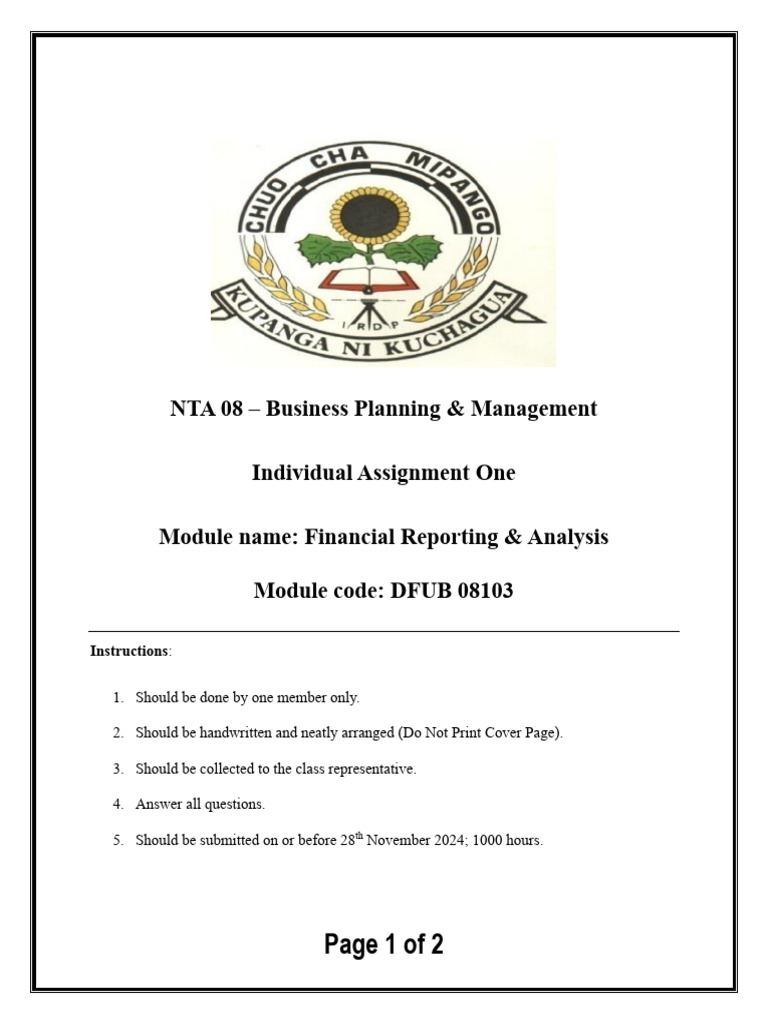 Assignment One Financial Reporting | PDF Assignment One Financial Reporting | PDF
