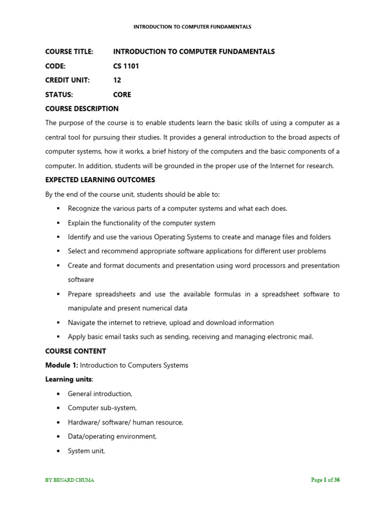 Comp Fundamentals Bit-Bcs | PDF | Computer Hardware | Computer Data Storage