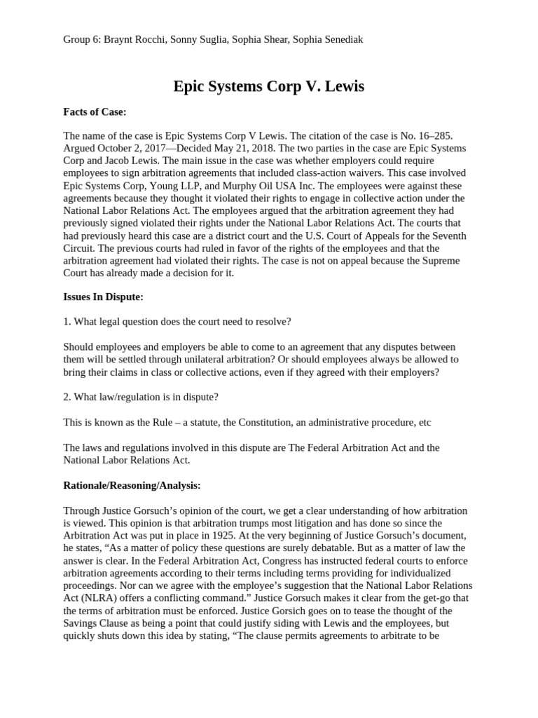 Case Brief Rough Draft | PDF | Arbitration | Common Law