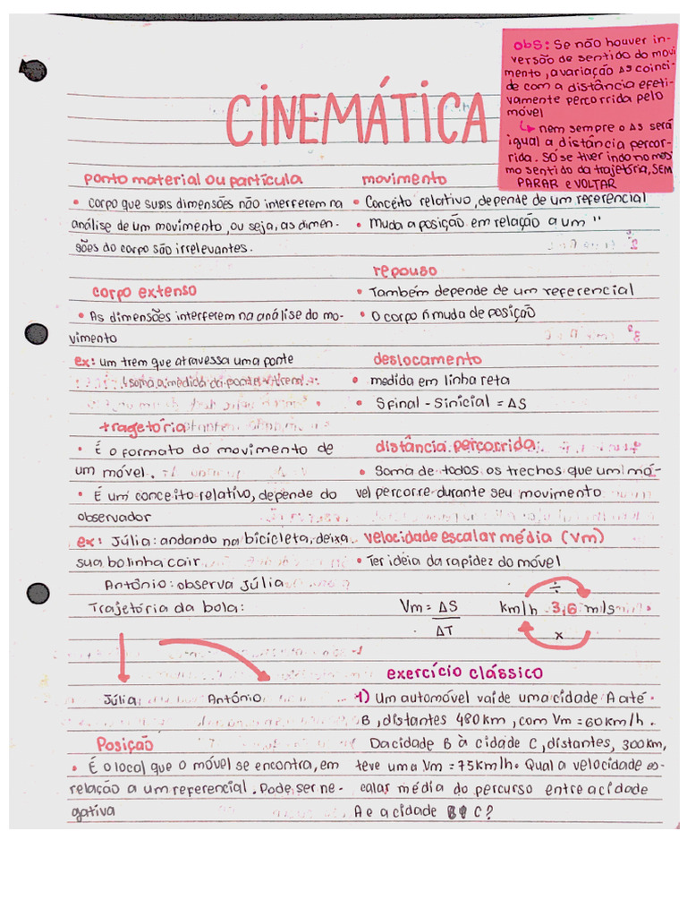Resumo Cinemática+01 | PDF