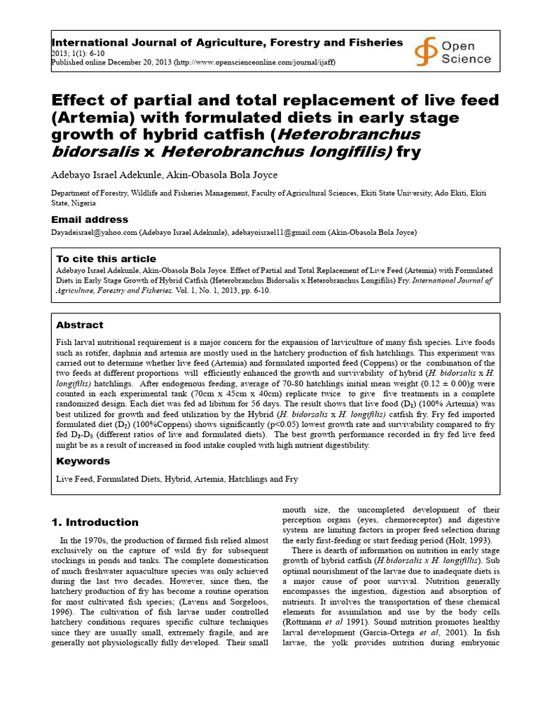 Heterobranchus Bidorsalis Heterobranchus Longifilis) | PDF | Fish | Foods