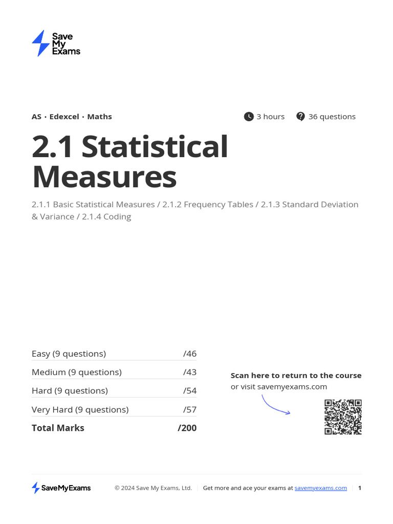 2 1 Statistical Measures WhZeNDRsQrqdQQyh | PDF | Variance | Median