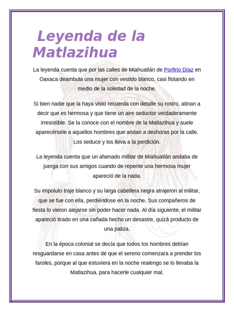 Leyenda de La Matlazihua | PDF