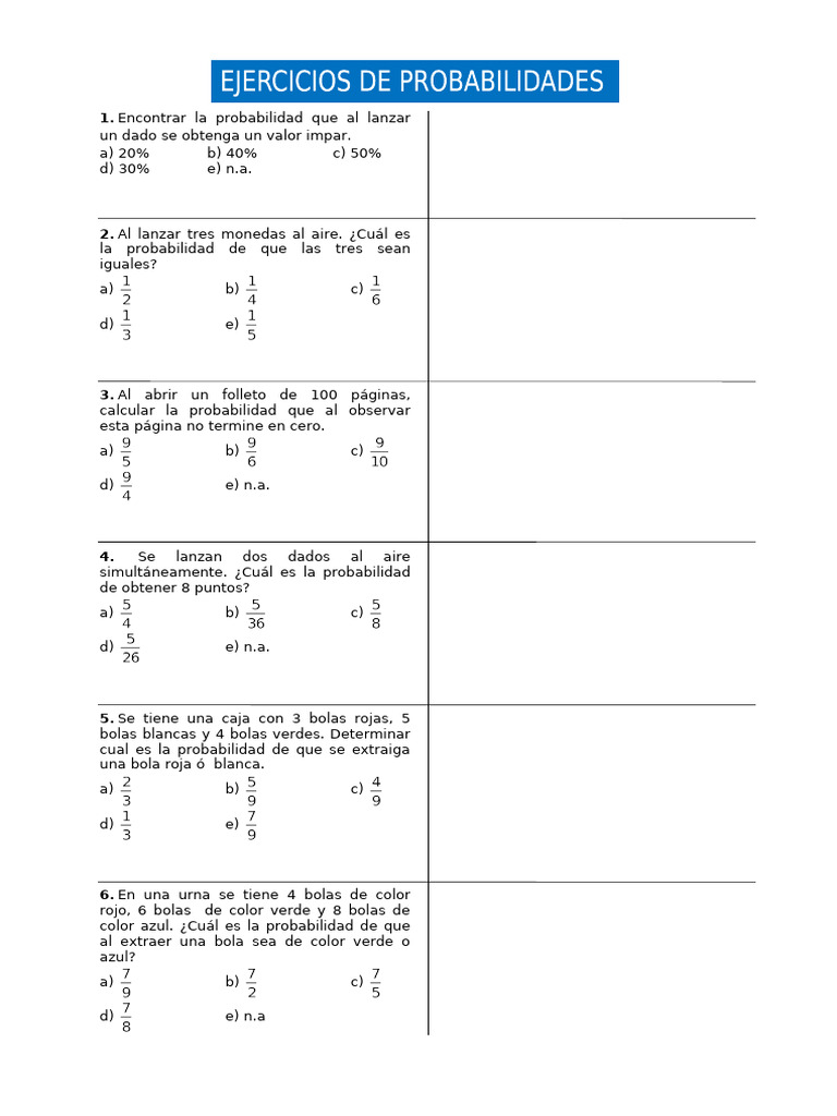 Ejercicios Resueltos de Probabilidades | PDF