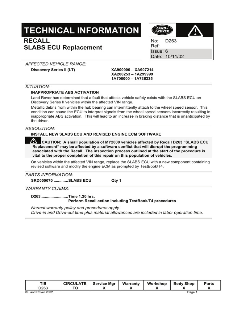 Slabs Ecu Replacement Sec | PDF | Anti Lock Braking System | Vehicles