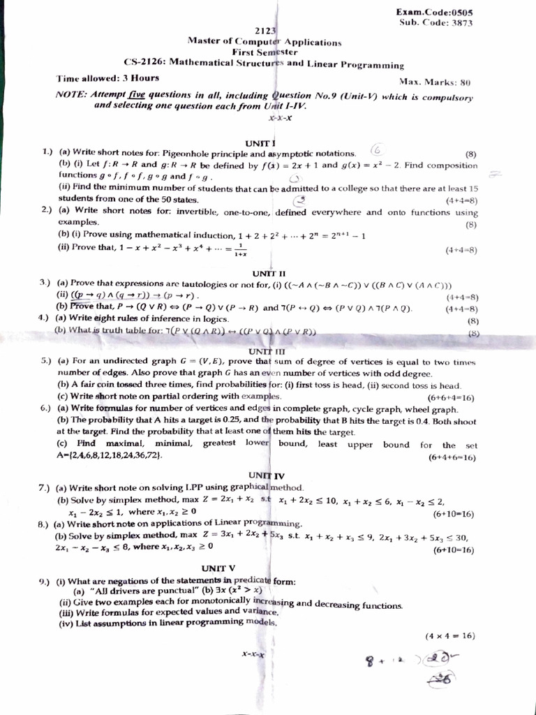 Maths Exam | PDF | Mathematical Logic | Combinatorics