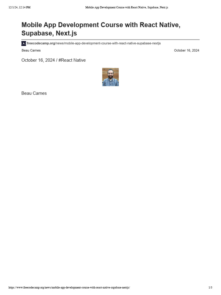 Mobile App Development with React Native | PDF | Databases | Software ...