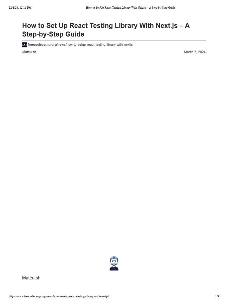 How To Set Up React Testing Library With Next Js A Step By Step Guide Pdf Software