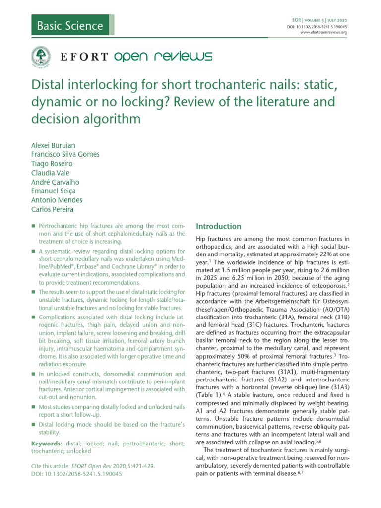 Distal Interlocking For Short Trochanteric Nails | PDF ...