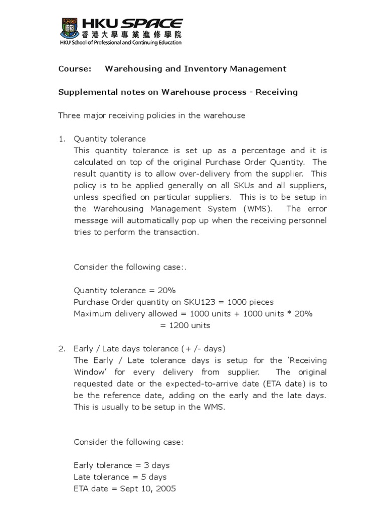 WIM - Receiving Policy | PDF