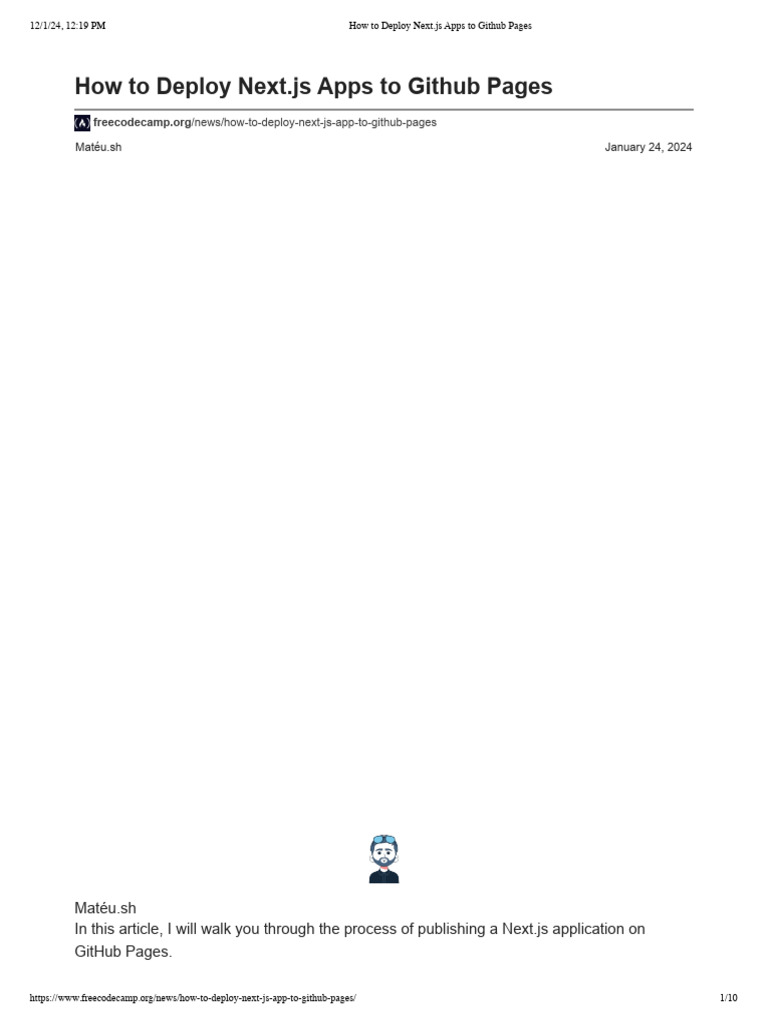 How To Deploy Next - Js Apps To Github Pages | PDF | Web Development | Web Software
