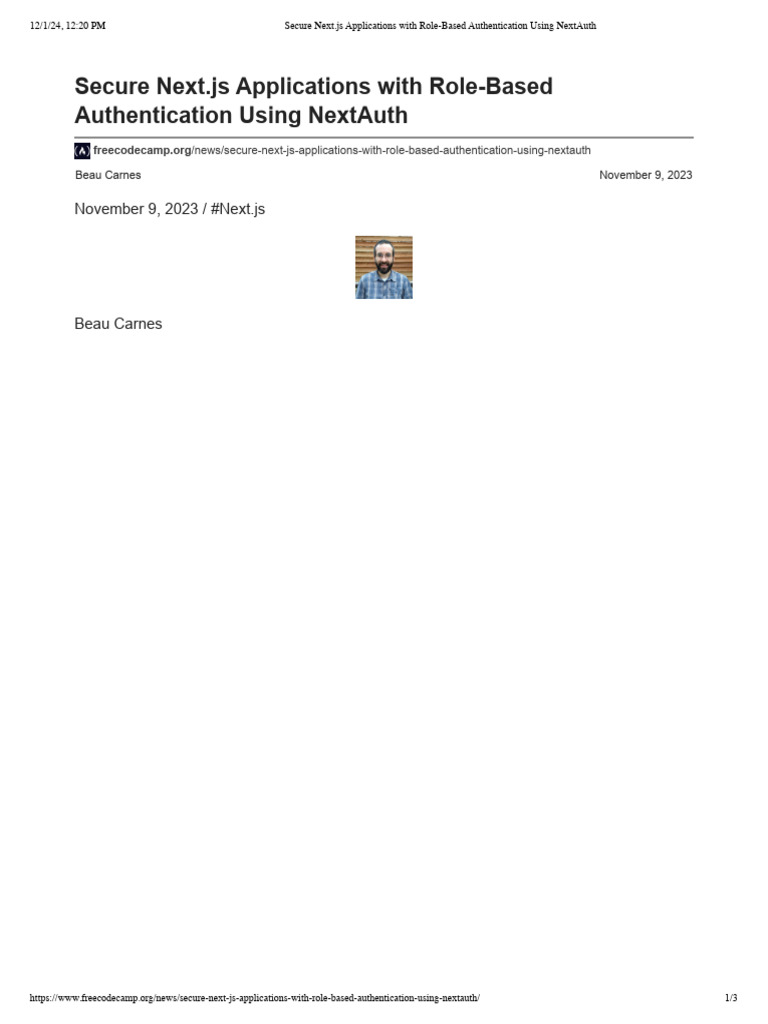 Secure Next - Js Applications With Role-Based Authentication Using NextAuth | PDF | Application ...