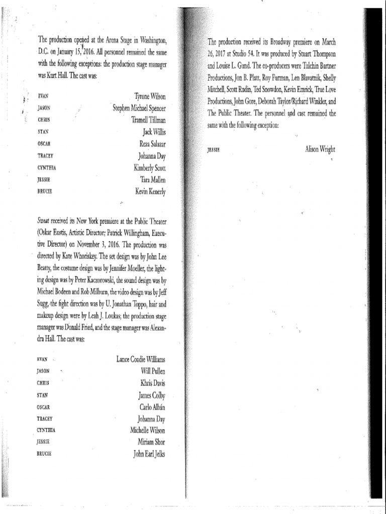 Sweat - Lynn Nottage | PDF