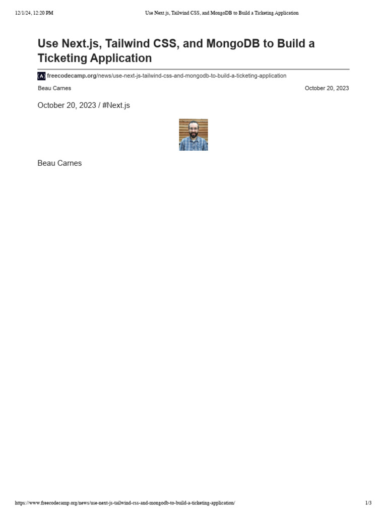 Use Next - JS, Tailwind CSS, and MongoDB To Build A Ticketing Application | PDF | Mobile App ...