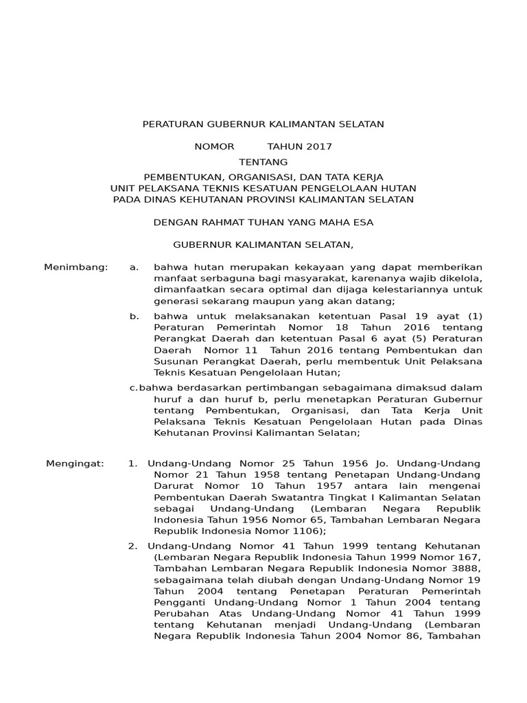 Draft - Pergub Upt KPH | PDF