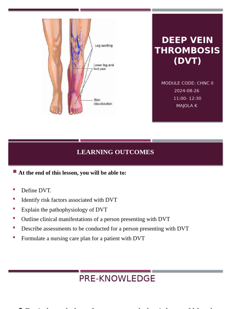 Deep Vein Thrombosis | PDF | Thrombosis | Hematology