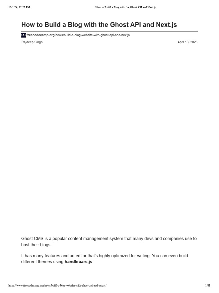 How To Build A Blog With The Ghost API and Next - Js | PDF | Computing | Software Engineering