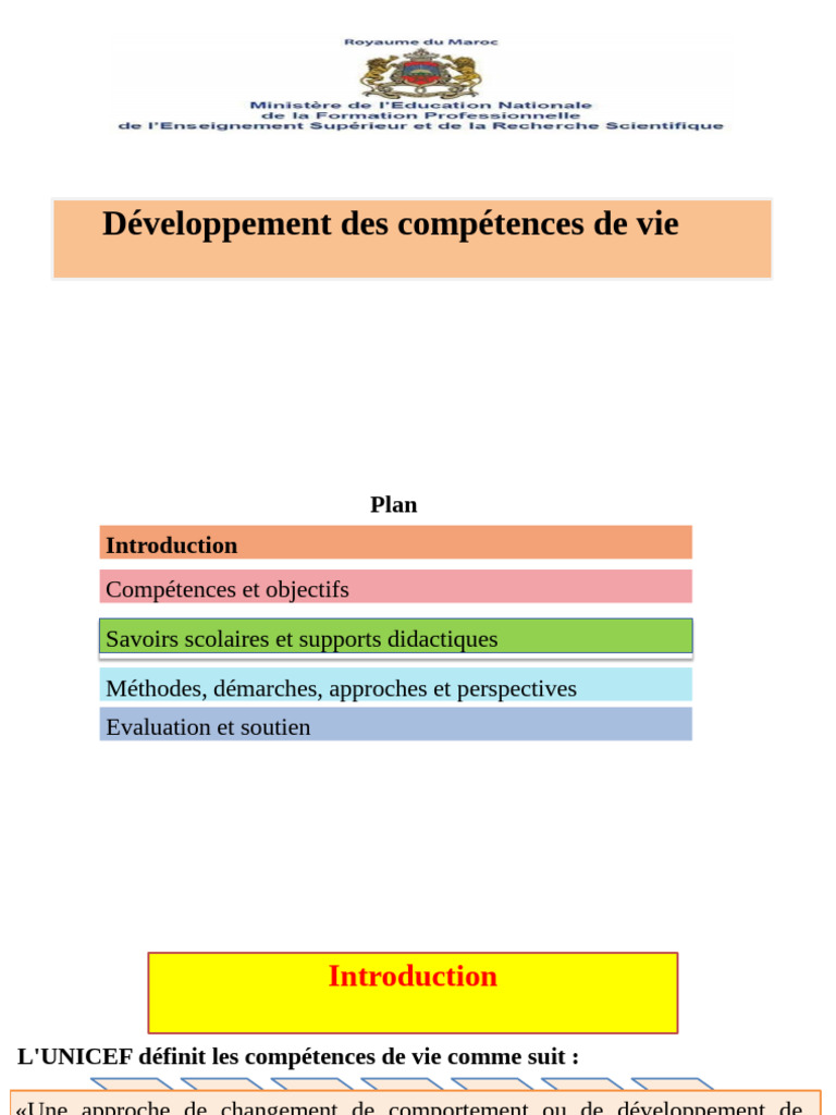 Développement des compétences de vie | PDF | Connaissances | Sécurité ...