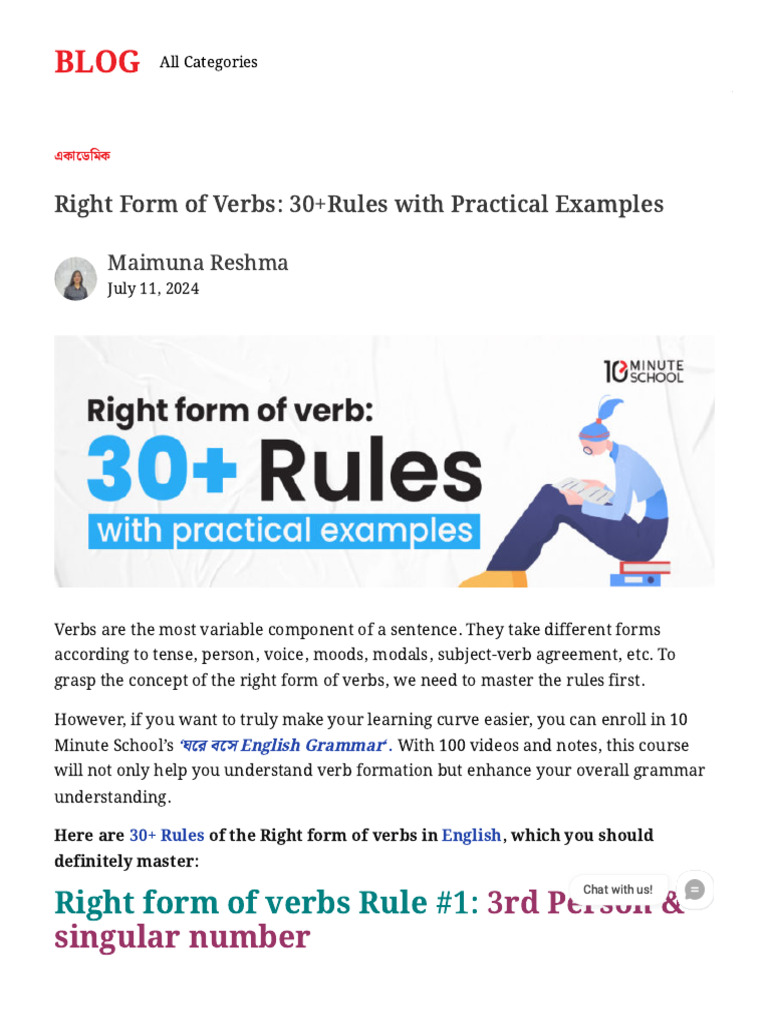 30 Rules for Correct Verb Forms | PDF | Verb | Grammatical Tense