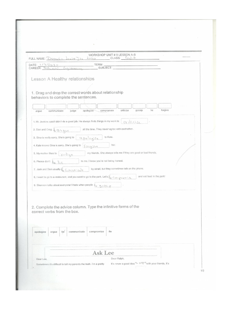 Workshop Unit 9 Lesson A-B | PDF