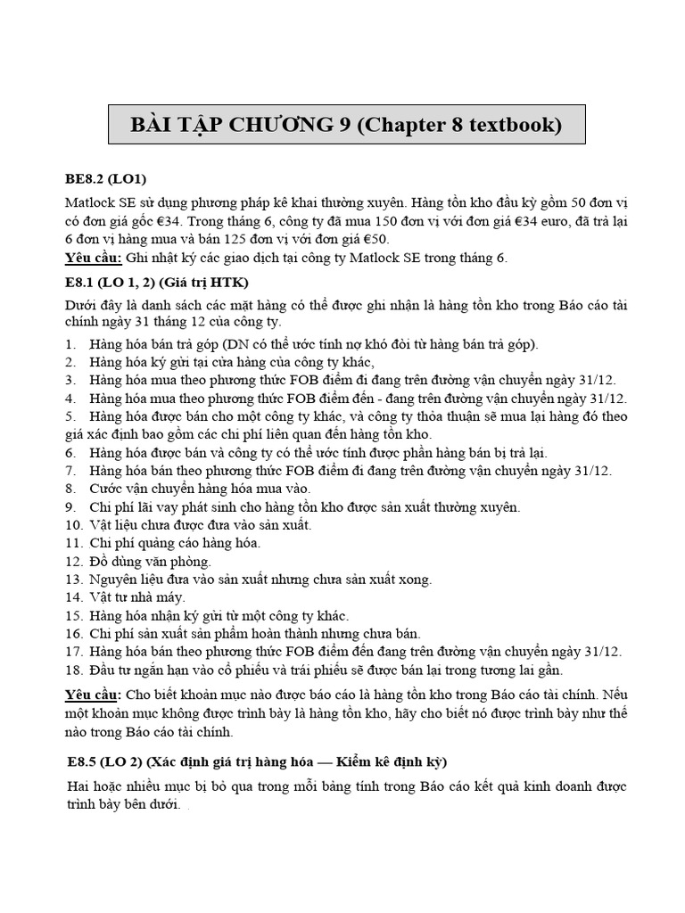 BT Chuong 9 - Kieso | PDF