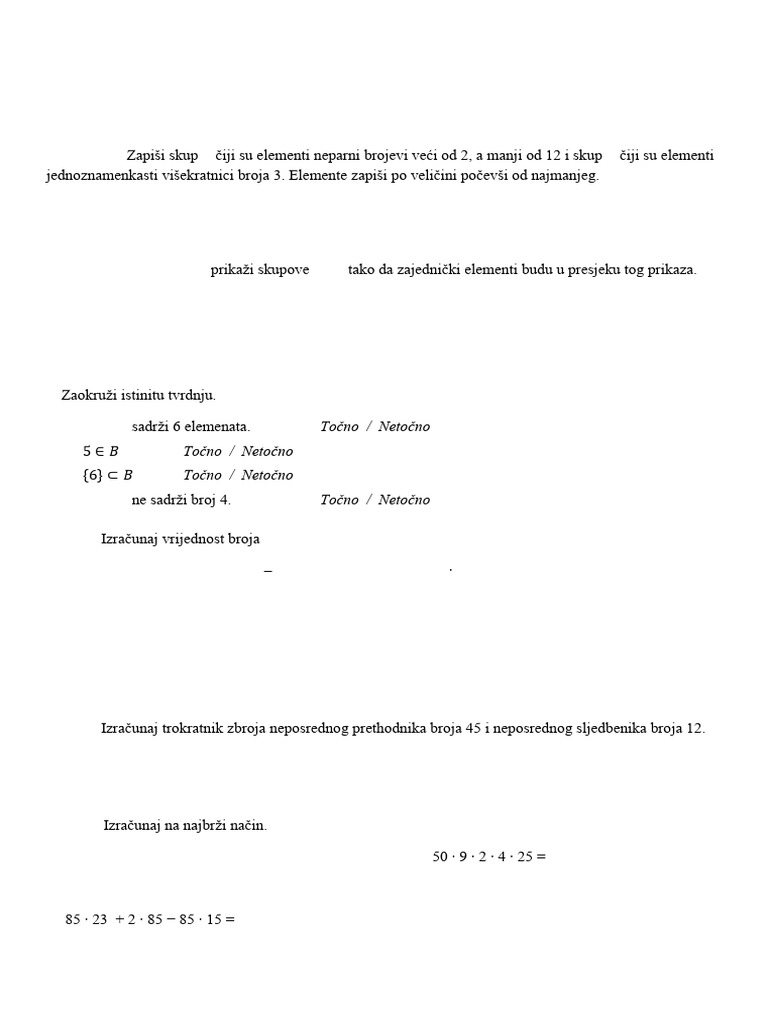 6r Inicijalna Provjera Znanja 2020 Primjer | PDF