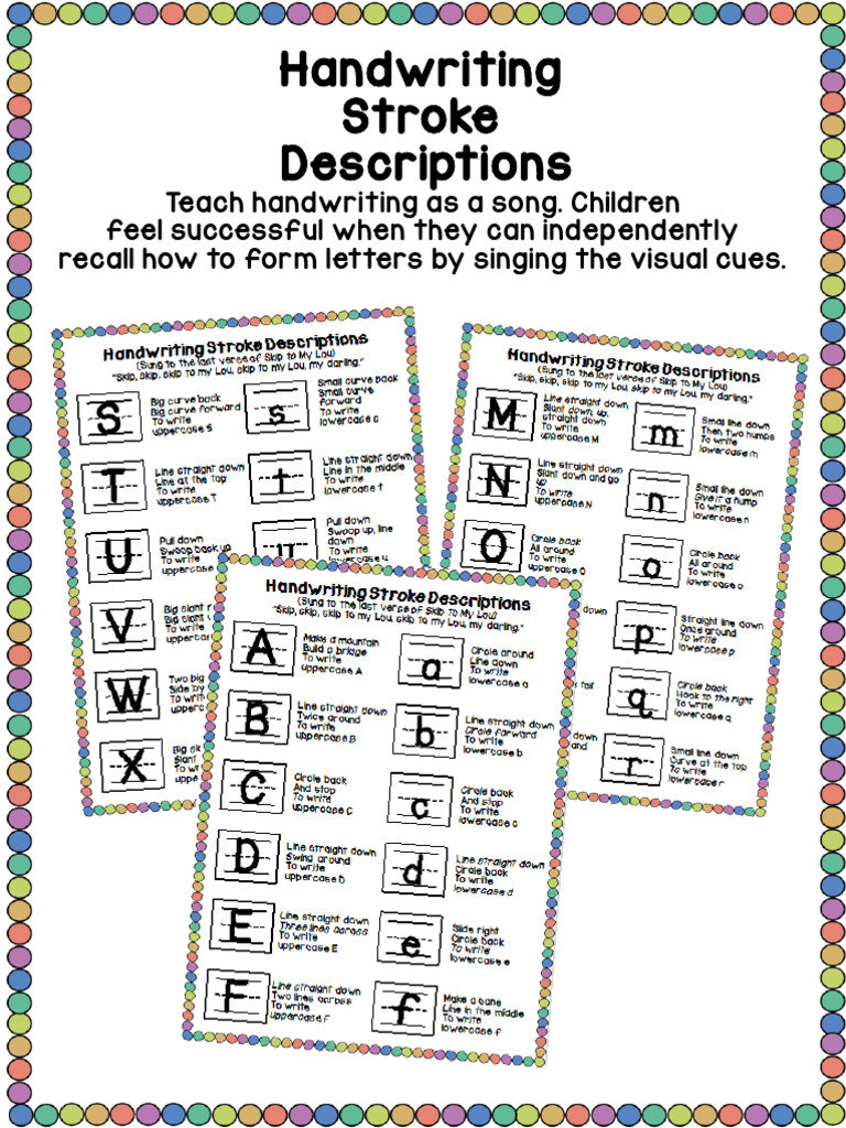 Handwriting Stroke Descriptions | PDF | Letter Case | Writing