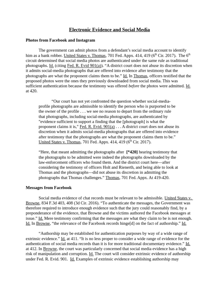 Social Media Evidence in Court Cases | PDF | Evidence | Testimony