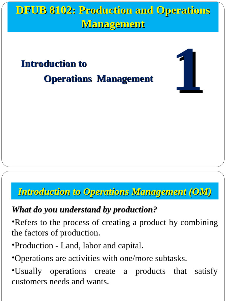 Chp1 - Introduction To Pom | PDF | Operations Management | Lean Manufacturing