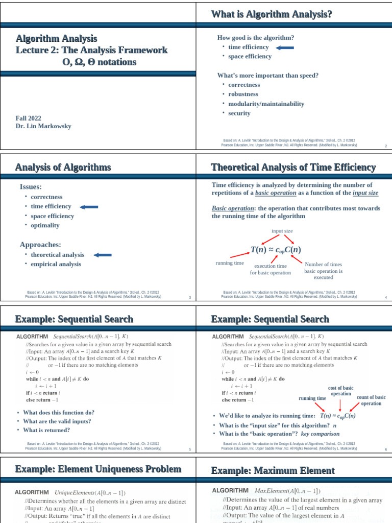 Lecture 2-Analysis Framework - Efficiency Notation | PDF | Time ...