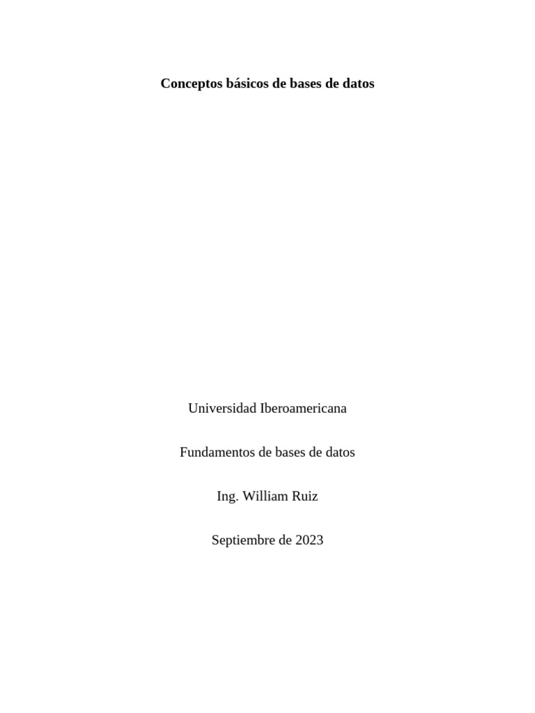Actividad 1 - Conceptos Basicos de Bases de Datos | PDF | Bases de datos | Mi sql