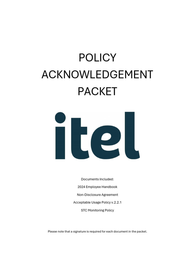 Policy Acknowledgement Packet - Cover-Combined | PDF | Sick Leave | Accrual