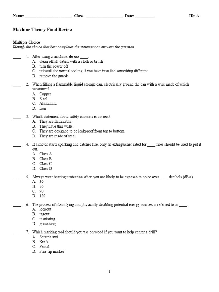Machine Theory Final Review 2024 | PDF | Cutting Tools | Tools