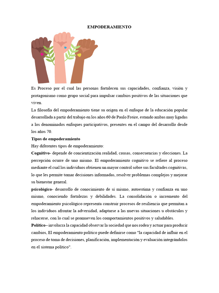 EMPODERAMIENTO | PDF | Empoderamiento | Autoestima