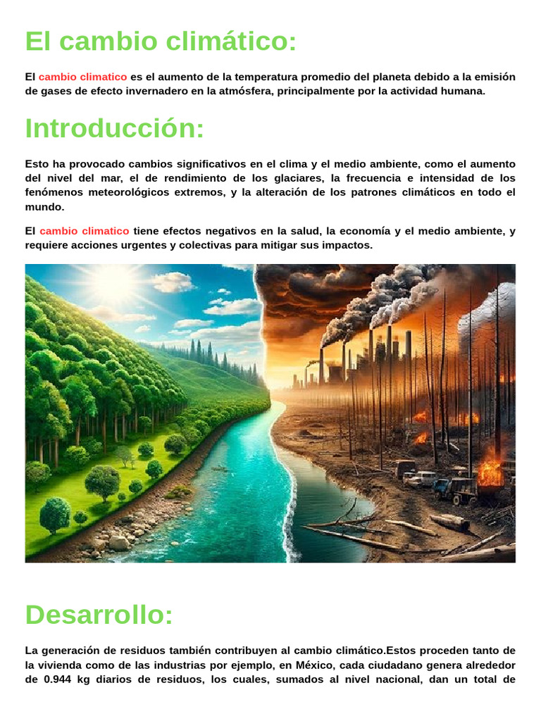 El Cambio Climático El Cambio Climático Es Un Es El Aumento de La ...