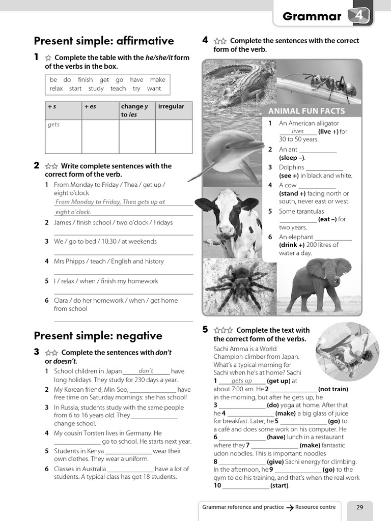 Present Simple - g1 WB | PDF | Syntax | Grammar
