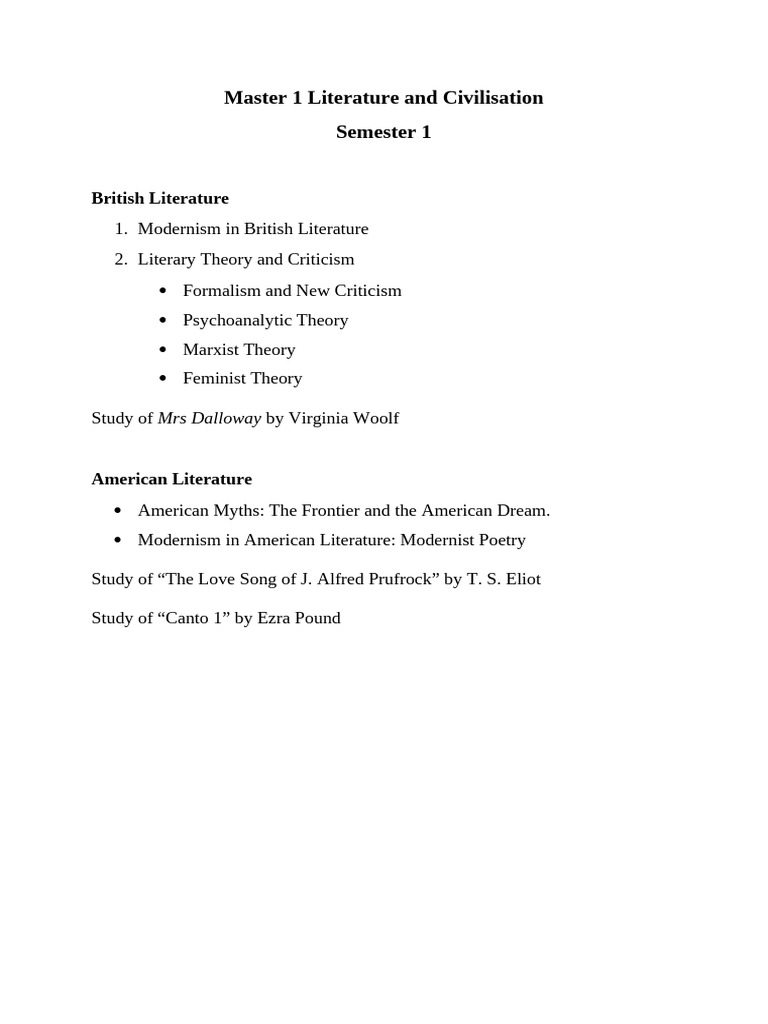 British Lit and American Lit S1 | PDF