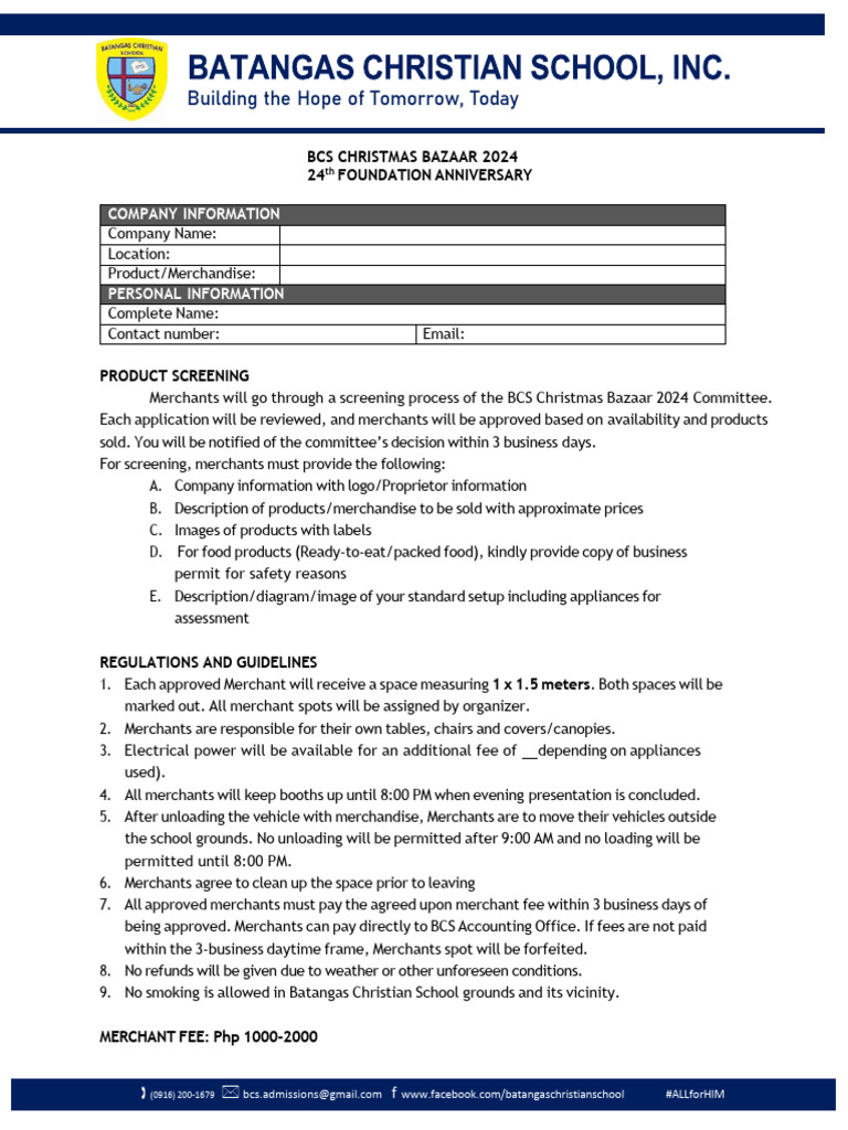 Call For Merchants 2024 | PDF